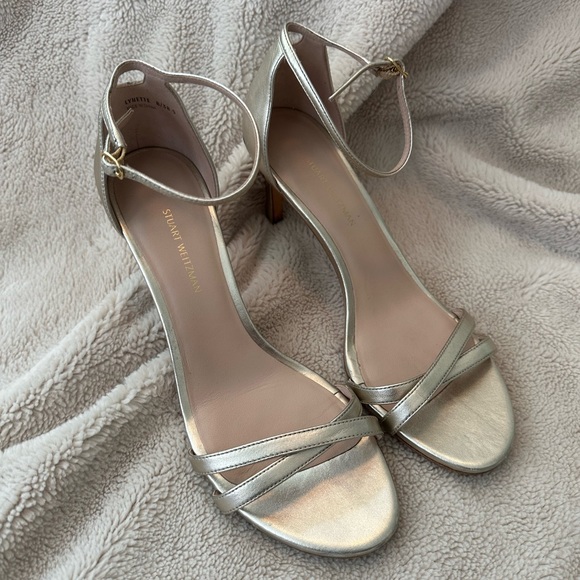 Stuart Weitzman | Shoes | Stuart Weitzman Lynette Gold Heeled Sandals ...